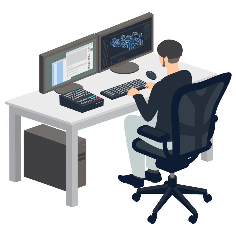 Man Modeling On A PC Tech Pic